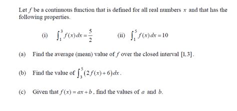 Solved Let F Be A Continuous Function That Is Defined For Chegg