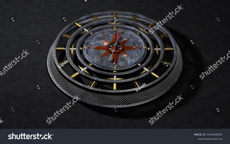 Cage Shaped Compass Forged Lead Gold Stock Illustration 2225048787