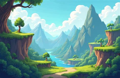 Fantasy 2d Arcade Game Level Map Background Illustration Game Levels