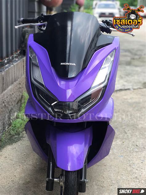 มอเตอร์ไซค์มือสอง Honda Pcx 160 รถรุ่นปี 2021 สีม่วงพาสเทล รถเครื่อง