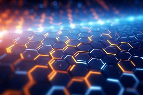 Premium Ai Image A Close Up Of A Computer Keyboard With Glowing Hexagons Generative Ai