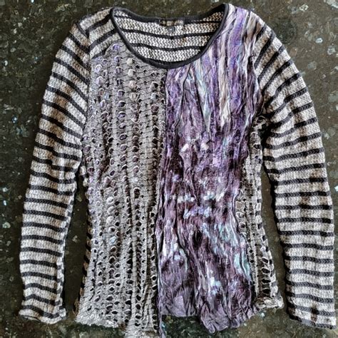 Alberto Makali Tops Alberto Makeli Laser Cut Attached Overlay On Tie Dyed Layer Poshmark