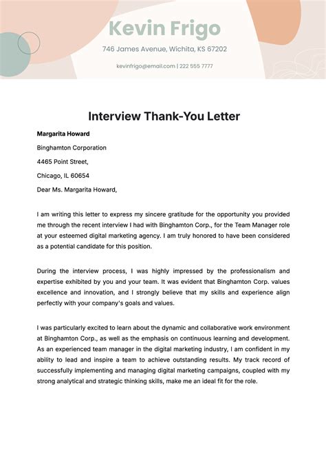 Thank You Letter For Interview Process At Oliver Packham Blog
