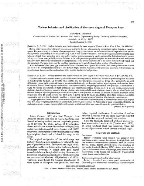 Pdf Nuclear Behavior And Clarification Of The Spore Stages Of
