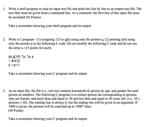 Solved 1 Write A Shell Program To Read An Input Text File