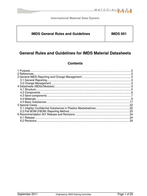 Imds Recommendation 001 General Structure Pdf Chemical Substances Weight