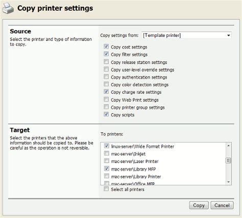 Copying Printer Settings