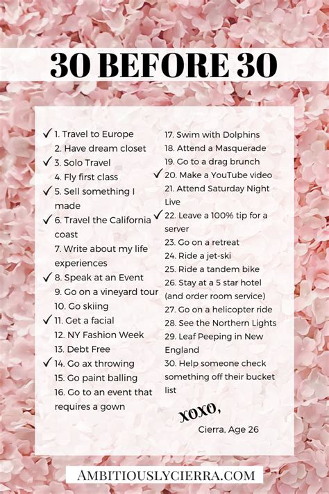 30 Before 30 Revisited 30 Before 30 30 Things To Do Before 30