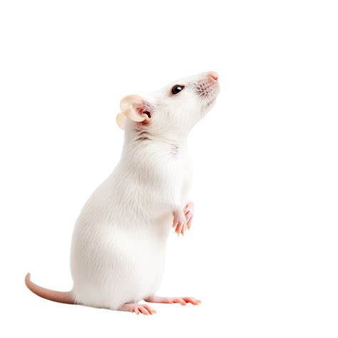 Cute White Mouse Standing Sideways With Alert Expressind Soft Fur