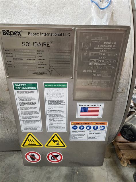 Bepex Paddle Dryer Model Sjs 42 22 304 Stainless Steel Hot Oil J