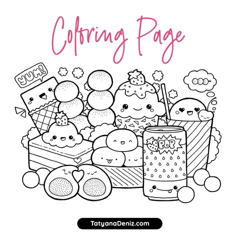 Kawaii Sweets Doodle Free Coloring Page Printalbe Pdf