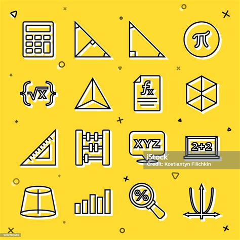 Set Line Graph Schedule Chart Diagram Chalkboard Geometric Figure Cube