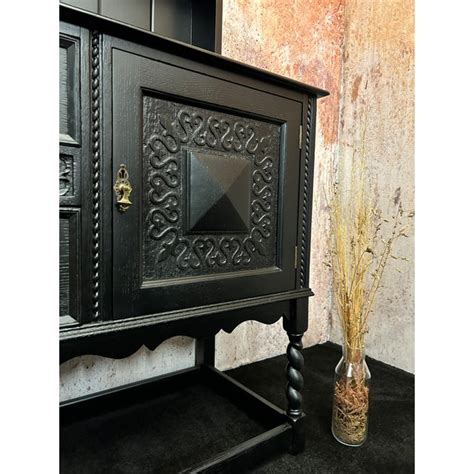 1950s Black Vintage Open Cabinet Chairish