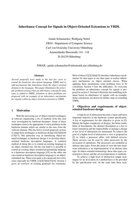 Pdf Inheritance Concept For Signals In Object Oriented Extensions To