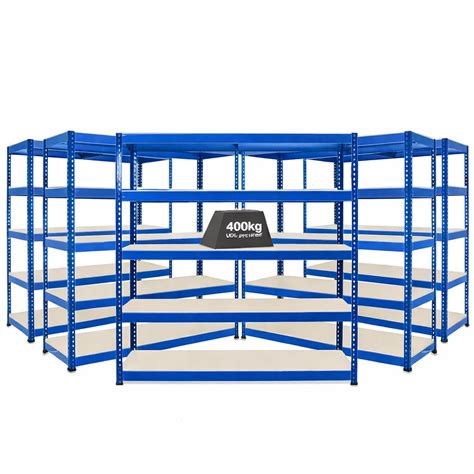 5x Storalex Sx400 Melamine Shelving 2440mm High 400kg Blue Tufferman