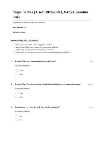 Gcse Igcse Physics Uses Of Em Spectrum Part 2 Self Assessment Questions And Answers [2023