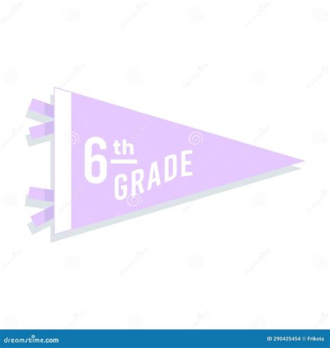 Back To School Pennant Flag 6th Grade Vector Illustration Flat Design Stock Vector