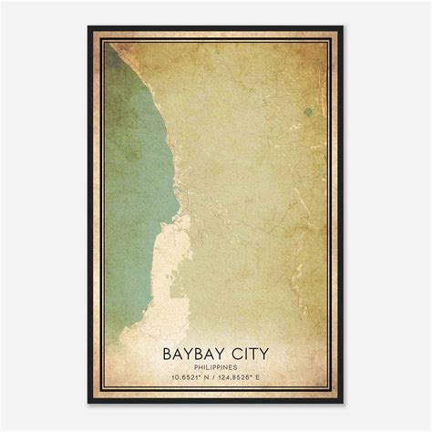 Vintage Baybay City Philippines Map Poster Baybay City City Road Wall