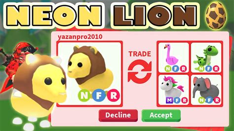 Best Offers 🔥🤩 Trading Neon Lion 🦁 In Adopt Me Roblox Youtube