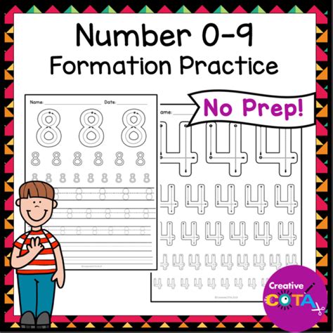 Number Formation Trace And Write No Prep Worksheets Made By Teachers