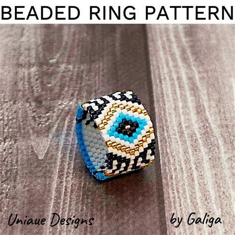Blue Gold Peyote Ring Pattern For Beading Bead Ring Beaded Patterns