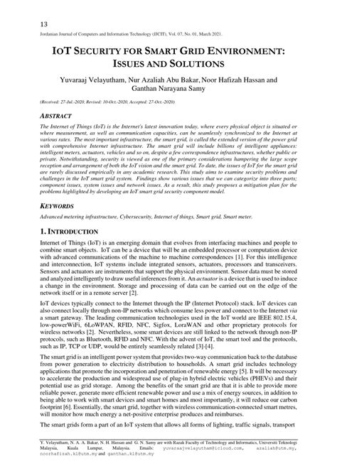 PDF IoT Security For Smart Grid Environment Issues And Solutions