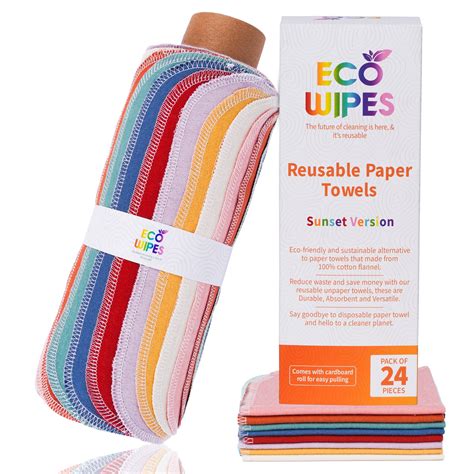 Eco Wipes Reusable Paper Towels Washable Pack Of 24 100 Cotton