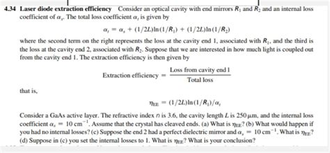 Solved Laser Diode Extraction Efficiency Consider An Optical