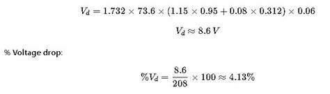 Three Phase Voltage Drop Calculation Formulas Tables
