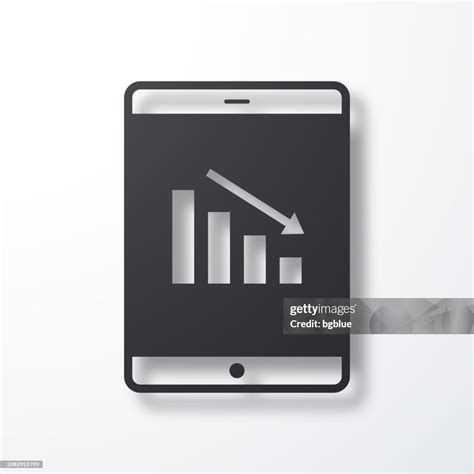 Decreasing Chart On Tablet Pc Icon With Shadow On White Background High