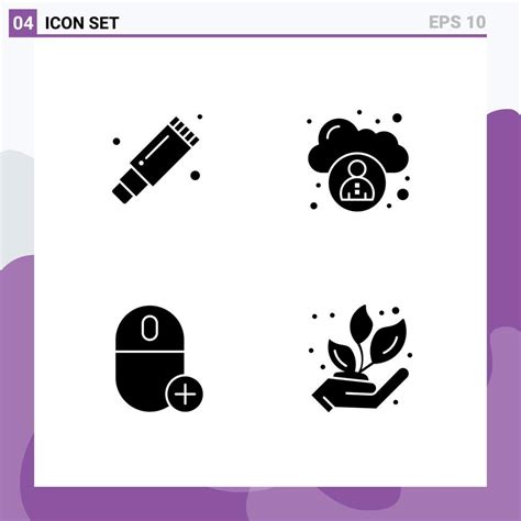 Pack Of 4 Creative Solid Glyphs Of Remove Devices Stationary User Hardware Editable Vector