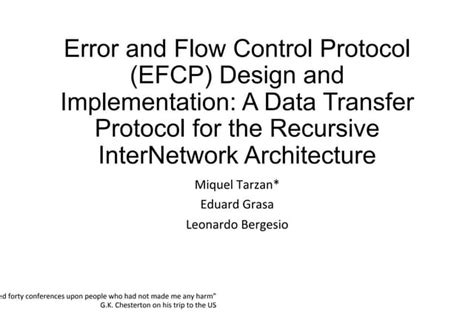 Error And Flow Control Protocol Efcp Design And Implementation A