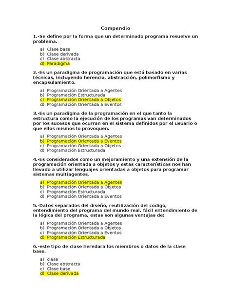 Compendio De Poo Pdf Objeto Informática Programación Orientada A Objetos
