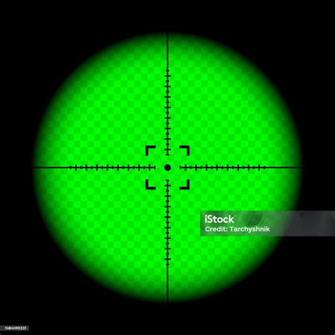 무기 야간 시력 저격 소총 광학 범위 십자선이있는 사냥 총 뷰파인더 조준 촬영 마크 기호 군사 대상 표지판 실루엣 게임 인터페이스 Ui 요소입니다 벡터 일러스트 레이 션