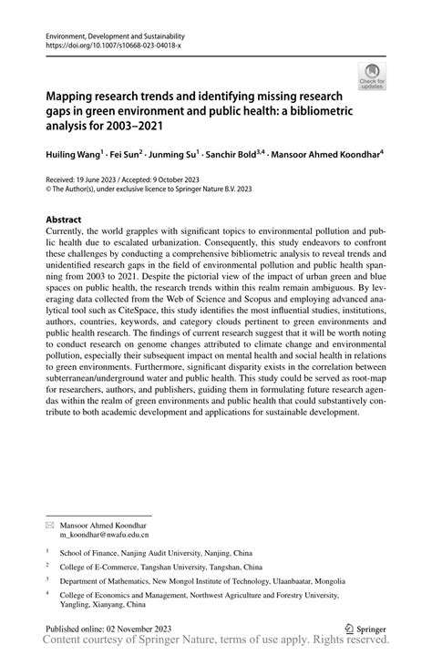 Mapping Research Trends And Identifying Missing Research Gaps In Green