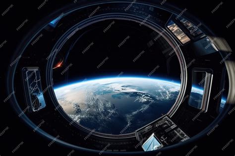 Premium AI Image | A view of the planet earth from a window of a space station.