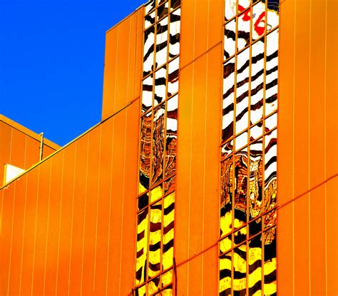 Wallpaper Blue Orange Toronto Abstract Geometric Glass Lines