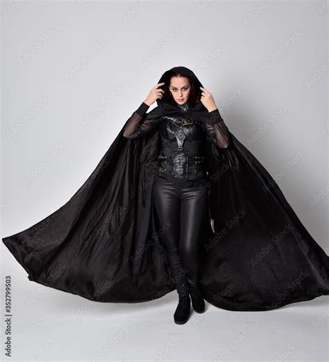 Fantasy Portrait Of A Woman With Red Hair Wearing Dark Leather Assassin