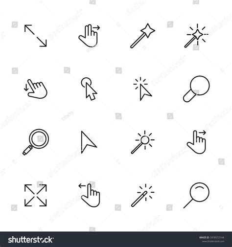 Vector Line Icons Collection Cursors Vector Stock Vector Royalty Free Shutterstock