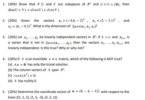 Solved Show That If U And V Are Subspaces Of R And Chegg