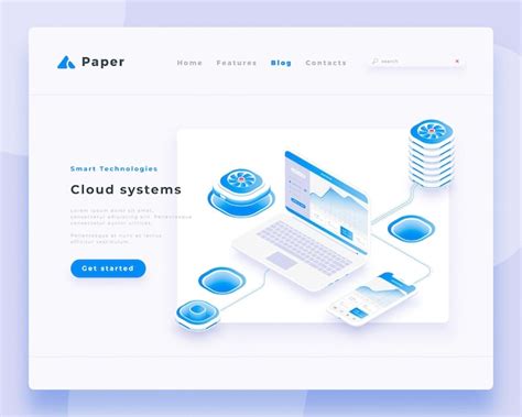 Premium Vector Cloud Systems Concept Landing Page Header Template