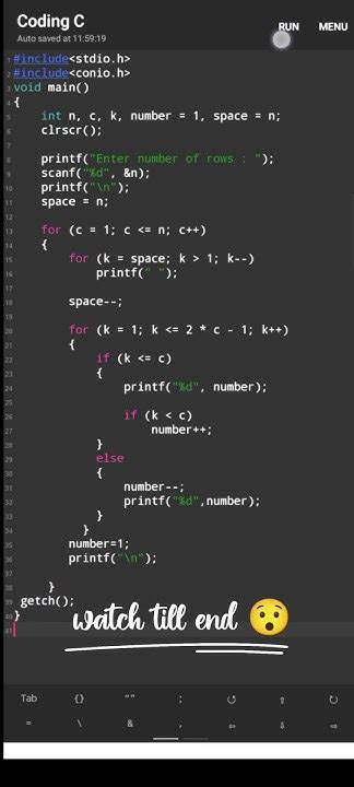 [ diomond pattern ] youtubeshorts shorts programming clanguage coding short python