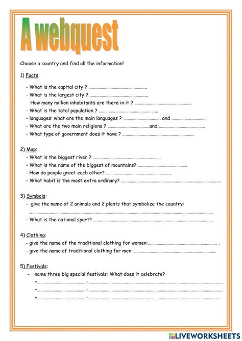 Webquest Counties Worksheet Live Worksheets
