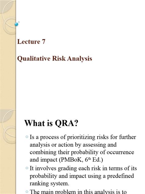 Lecture 7 Qualitative Risk Analysis Pdf Risk Risk Management