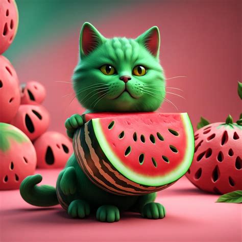 Cat That Looks Like A Watermelon Ai Generated Artwork Nightcafe Creator