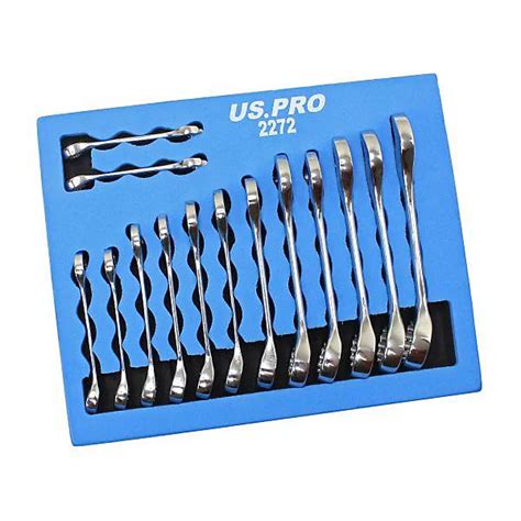 Us Pro Tools 14pc Stubby Metric Combination Spanners Set 6 19mm Foam