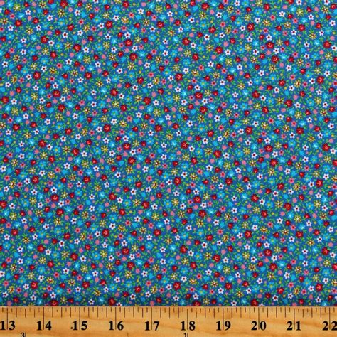 Blue Floral Fabric Etsy