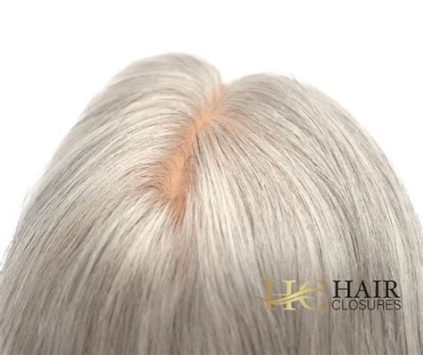 16” 6×7” Human Hair Silk Base Injection Topper Salt And Pepper Saltandpepper Hair Closures