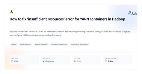 How To Fix Insufficient Resources Error For Yarn Containers In Hadoop