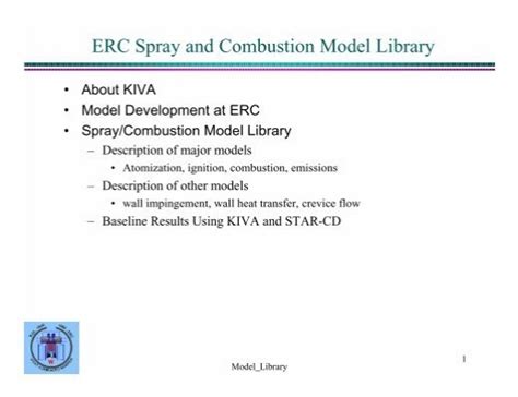 Erc Spray And Combustion Model Library Engine Research Center